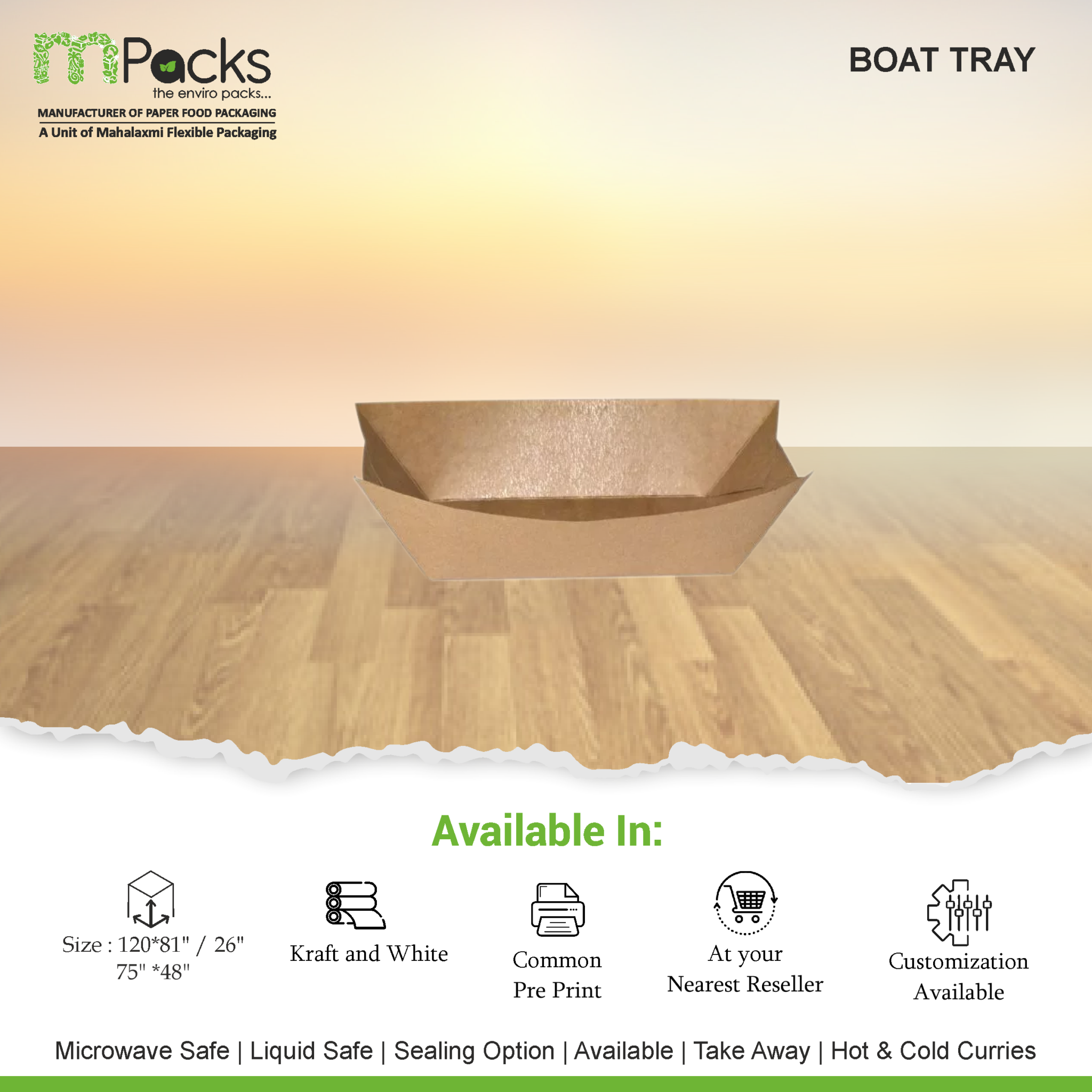 Boat Tray 6oz Kraft – Mpacks